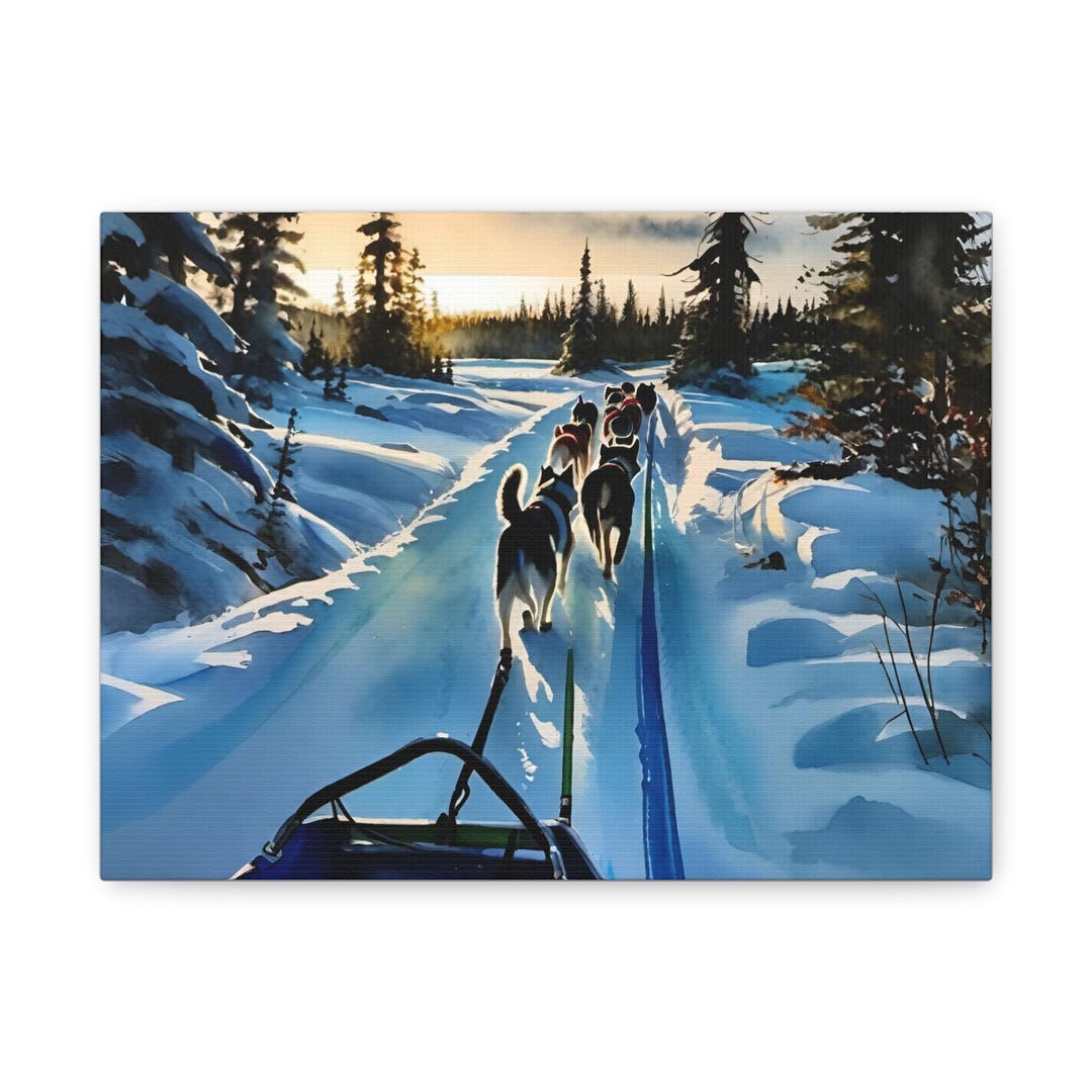 Sled Dog Adventure Matte Canvas Print, Cozy Home Decor, Dog Lovers Gift ...