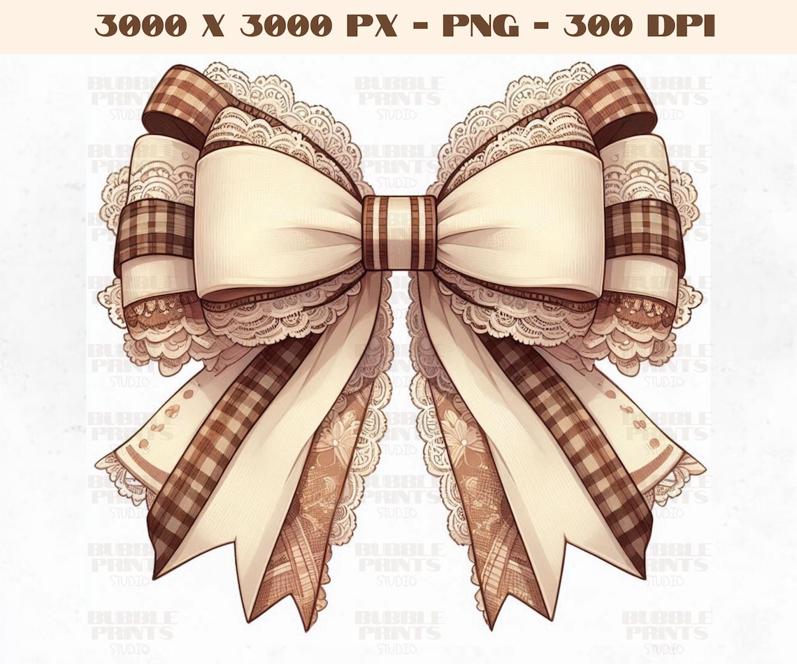 Vintage Brown Lace Bow Png, Coquette Neutral Retro Ribbon Png, Beige ...