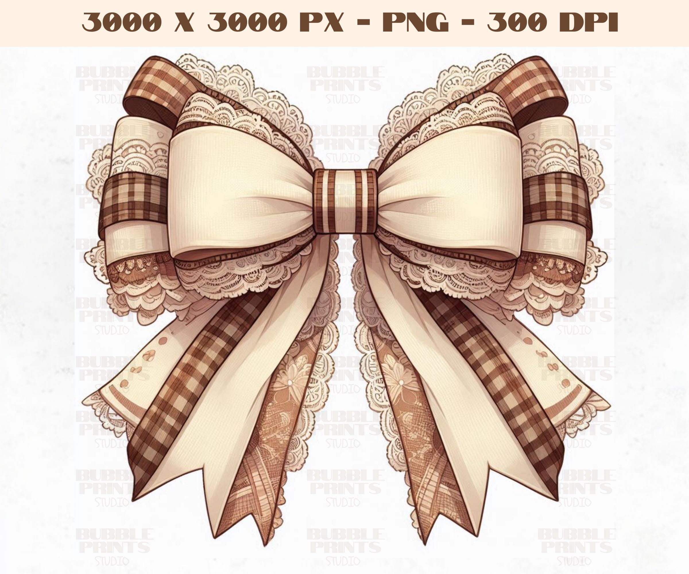 Vintage Brown Lace Bow Png, Coquette Neutral Retro Ribbon Png, Beige ...