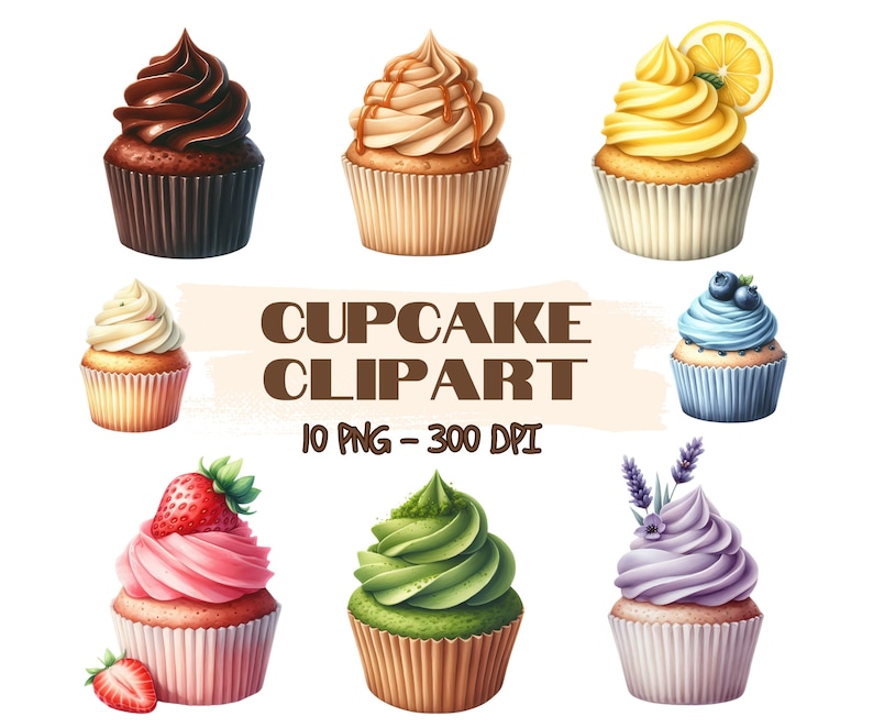 Watercolor Cupcakes Png, Cupcakes Bundle, Cupcake PNG, Cupcakes Clipart ...