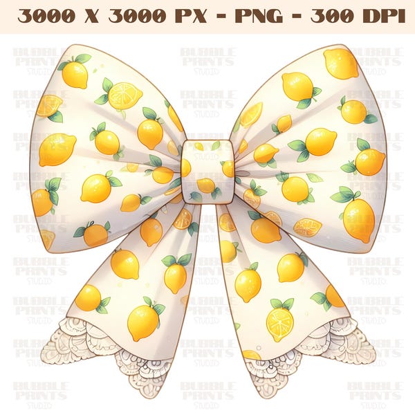 Lemons and Lace Bow - Etsy