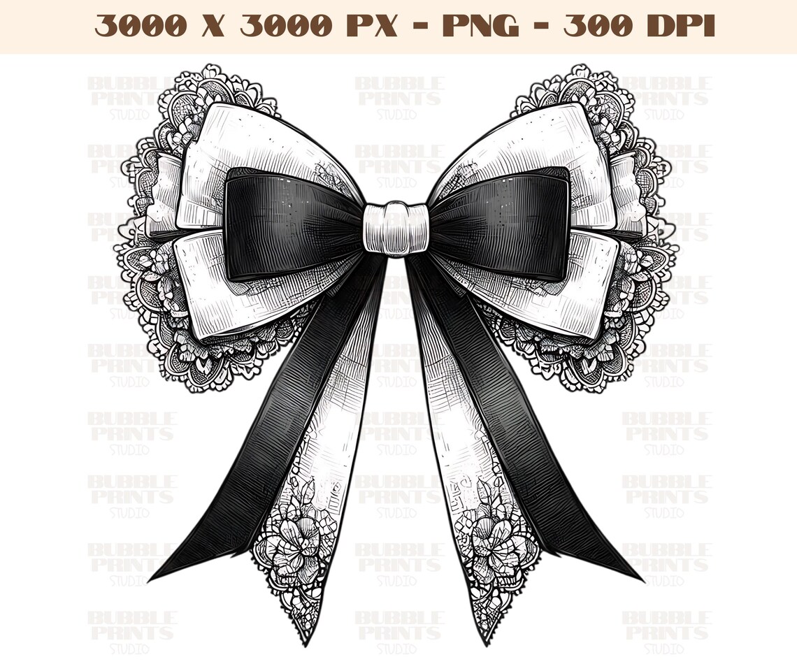 Lace Bow PNG, Victorian Vintage Black and White Lace Png,cute Coquette ...