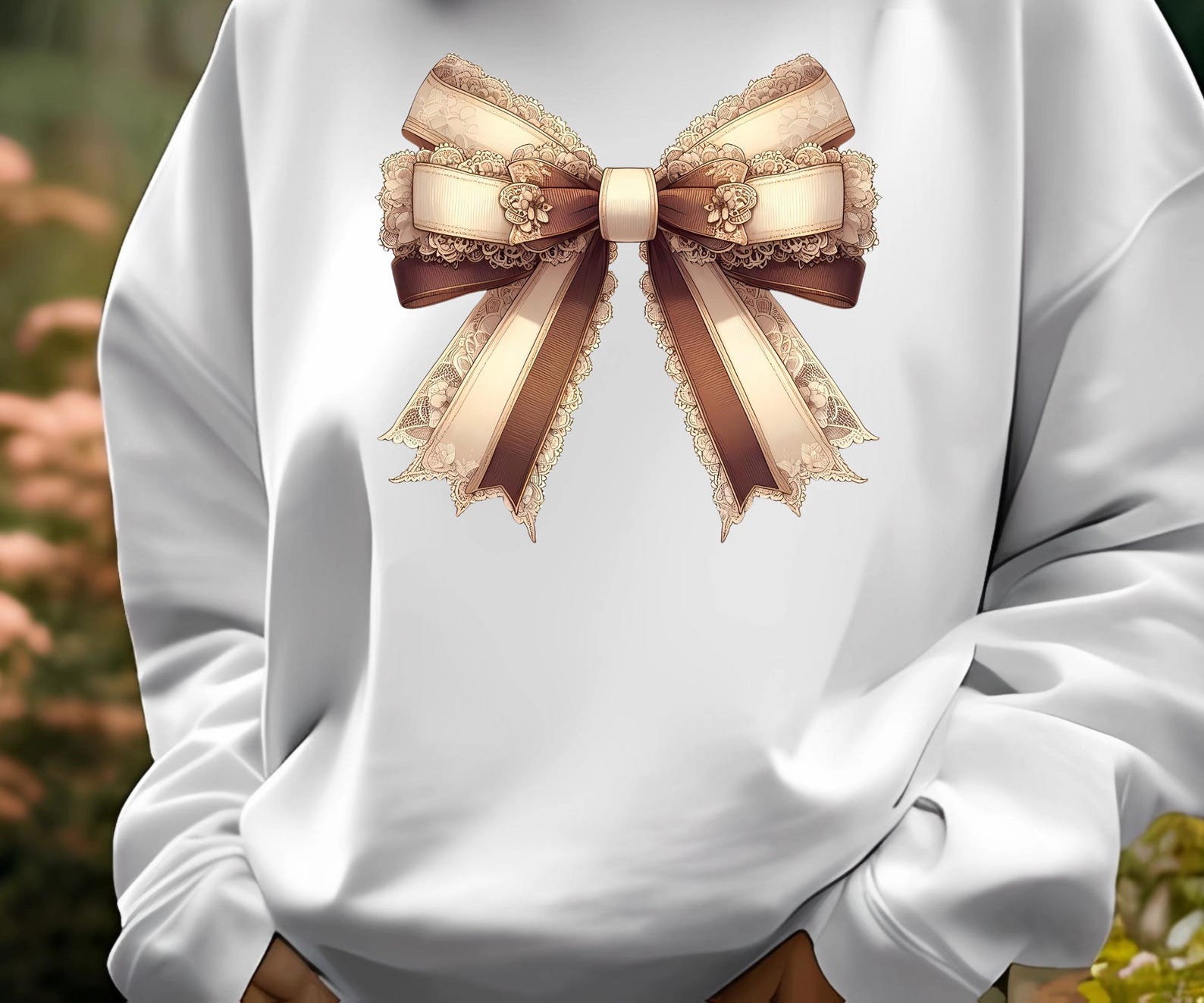 Beige Brown Lace Bow Png, Rustic Vintage Bows Design, Printable ...