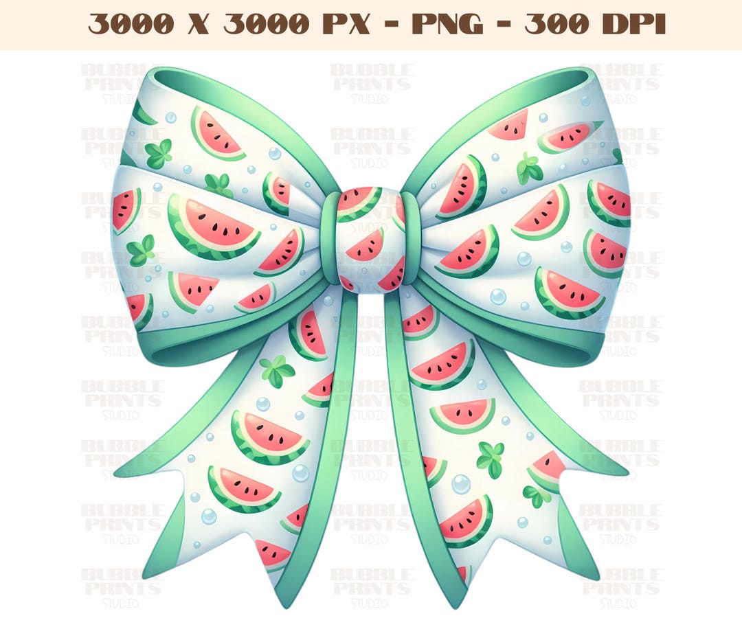 Watermelon Ribbon Bow PNG, Coquette Digital Download, Clipart Image T ...