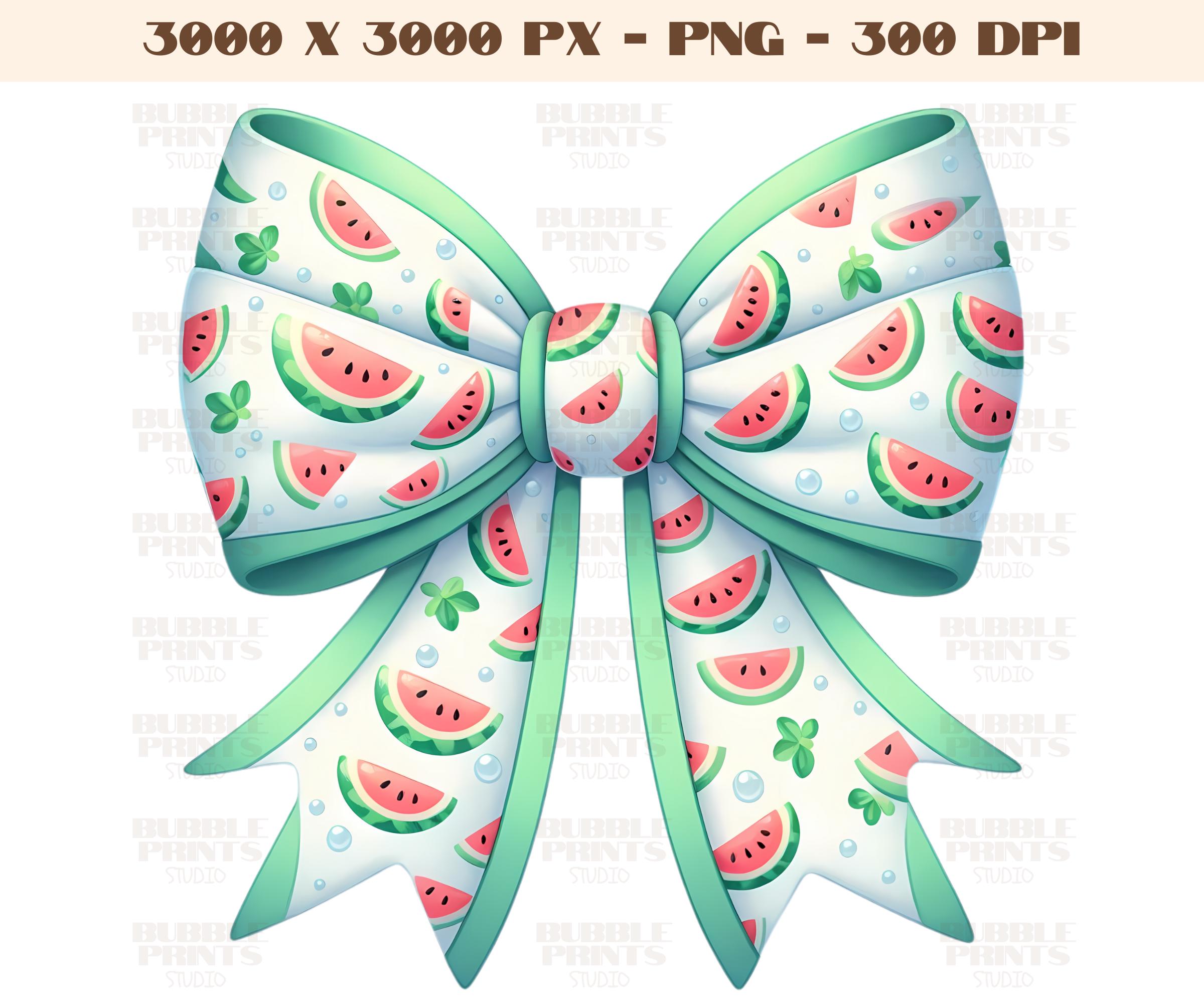 Watermelon Ribbon Bow PNG, Coquette Digital Download, Clipart Image T ...