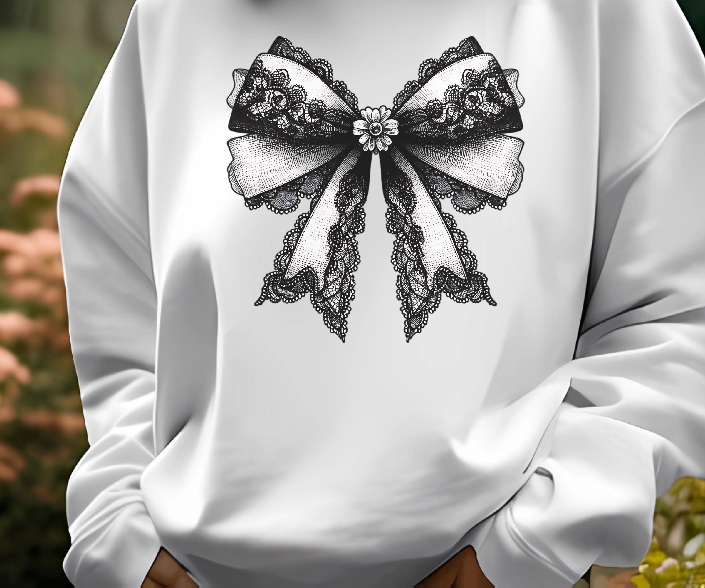 Black White Lace Bow PNG, Dark Coquette Bows, Black Ribbon Print, Dark ...