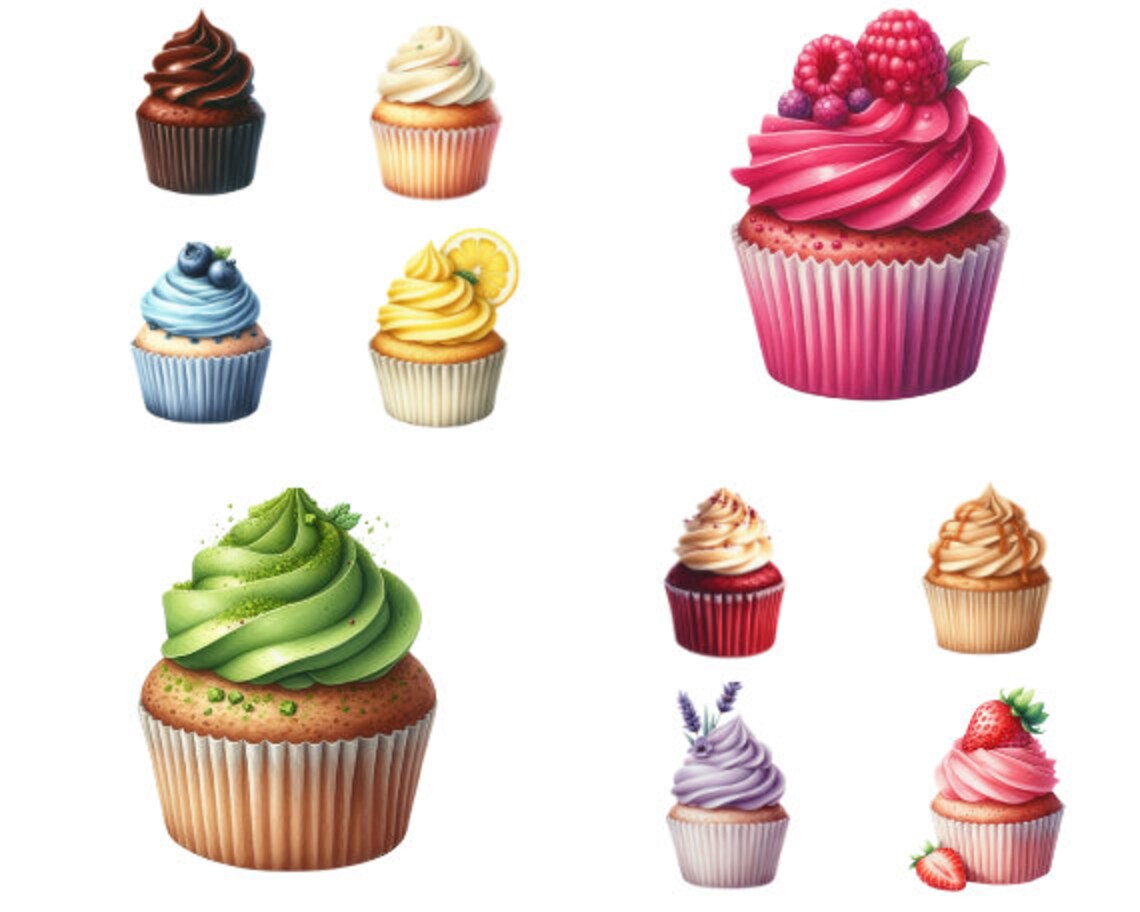 Watercolor Cupcake Clipart Set Cupcake Illustrations Dessert Clip Art ...