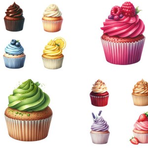 Watercolor Cupcake Clipart Set Cupcake Illustrations Dessert Clip Art ...