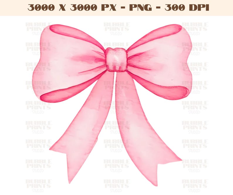 Pink Coquette Ribbon Bow PNG, Watercolor Pastel Pink Coquette Bow, Soft ...