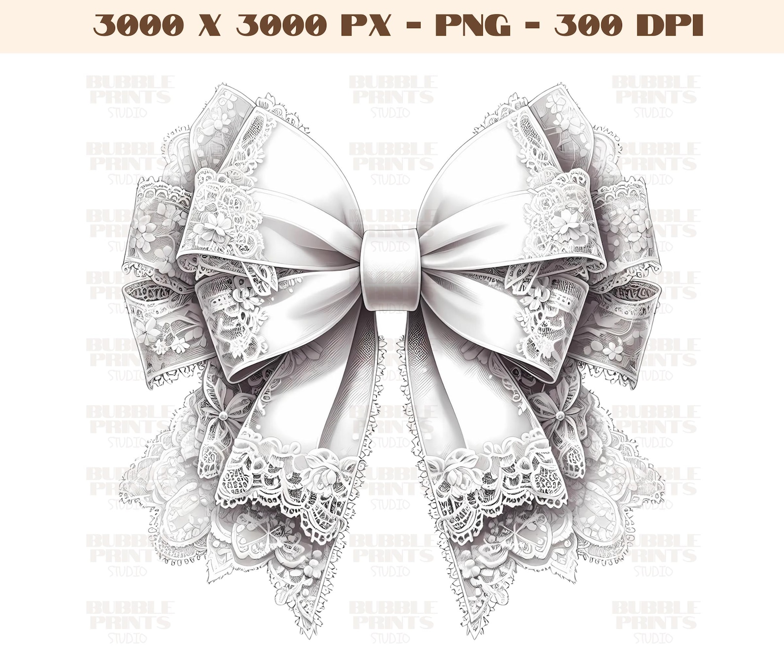 White Lace Bow Png,light Coquette Bows,white Ribbon Print,soft Feminine ...