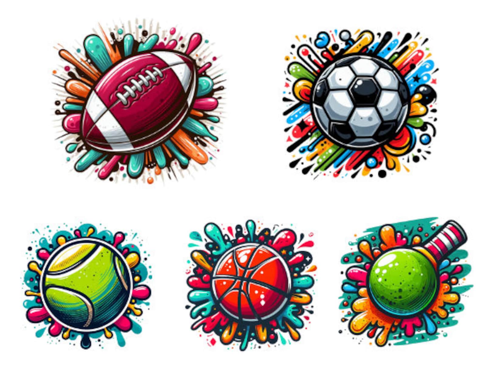 Sports Ball Clip Art Set, Fun and Colourful, Basketball Png, Soccer ...