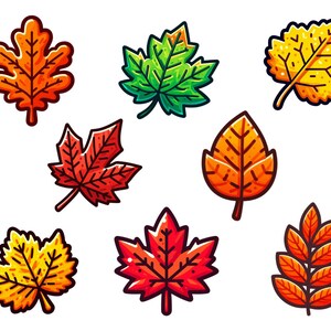 Fall Leaves Clipart Fall Leaves Clipart Set fall Leaf PNG Bundle Autumn ...