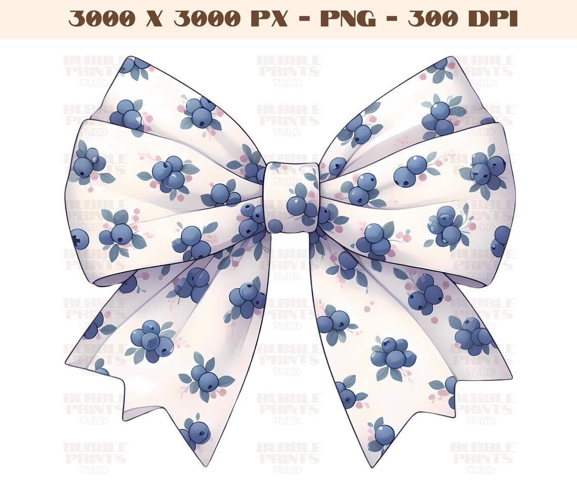 Lucious Blueberry Bow PNG, Blueberry Ribbon Digital Download, Clipart ...