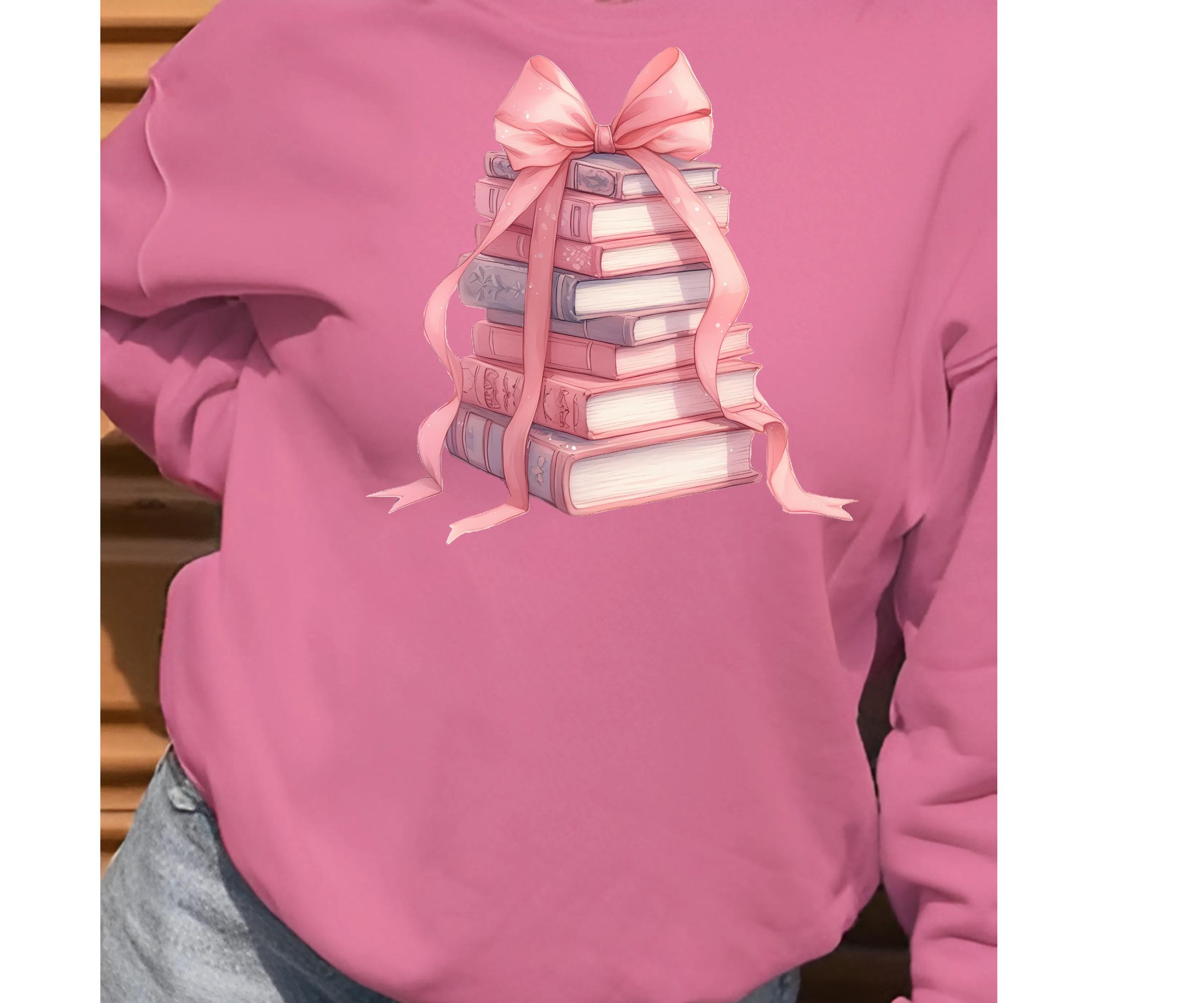 Coquette Book Stack With Pink Ribbon Bow PNG, Girly Book Clipart, Book ...