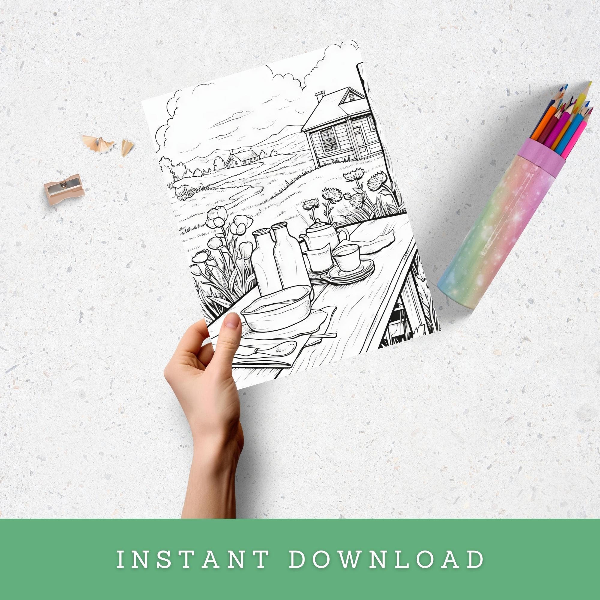 Coloring Book | Minimalist Scenery Coloring Pages | Instant Download ...