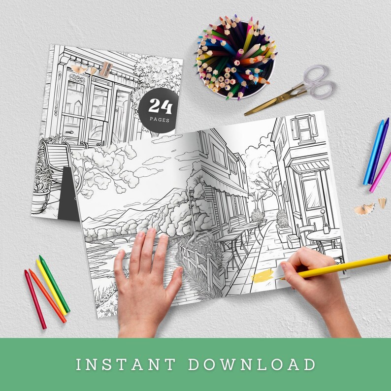 Coloring Book | Minimalist Scenery Coloring Pages | Instant Download ...