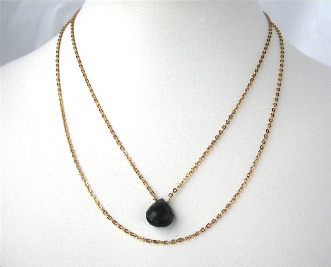 Forest Green Quartz Double Chain Necklace, Gold Chain Necklace, Green ...