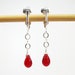 Bright Red Teardrop Clip on Earrings, Candy Apple Red Drop Clipons ...