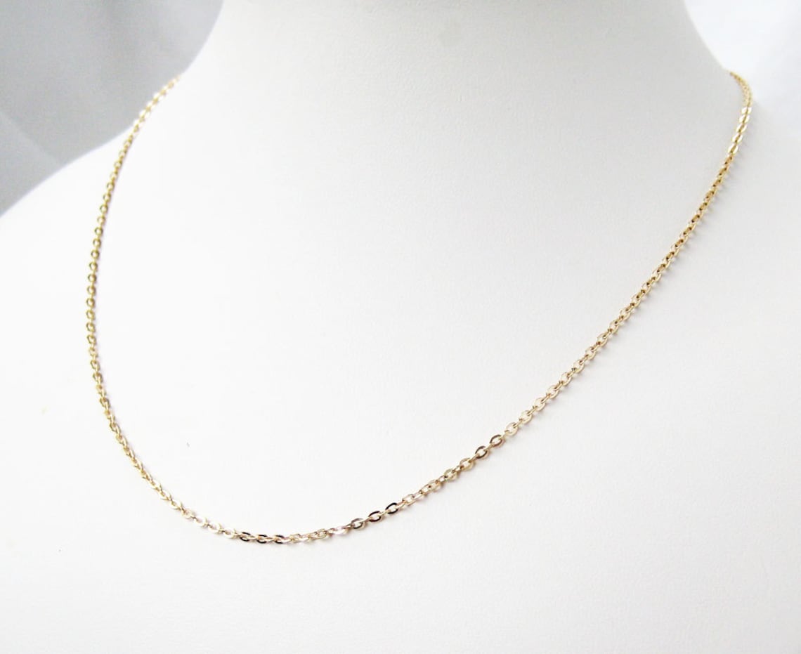18 Inch Gold Plated Chain Necklace Modern Flat Cable Chain | Etsy
