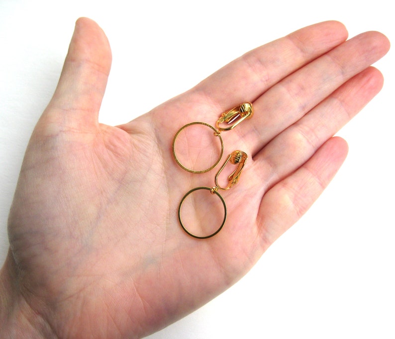 Small Golden Circle Clip on Earrings Lightweight Hoop Clip - Etsy
