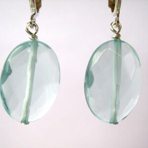 Pale Blue Glass Clip-on Earrings, Light Aqua Faceted Oval Clipons ...