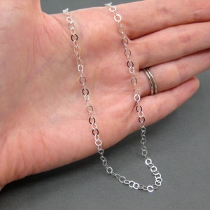 16 Inch Sterling Silver Chain Necklace, 3.6 Mm Flat Cable Chain, Simple ...