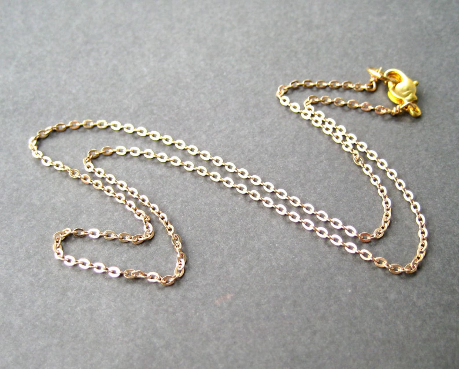 18 Inch Gold Plated Chain Necklace Modern Flat Cable Chain - Etsy