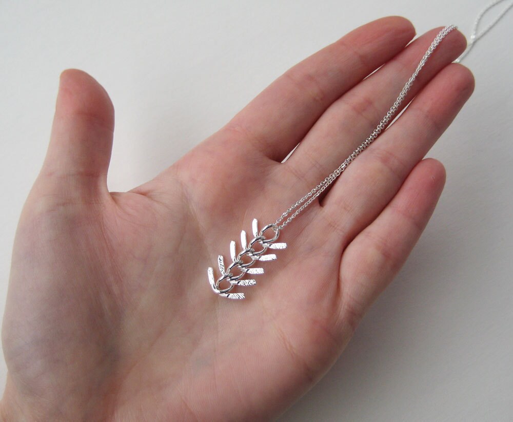 Silver Chain Necklace Silver Fish Bone Chain Pendant - Etsy