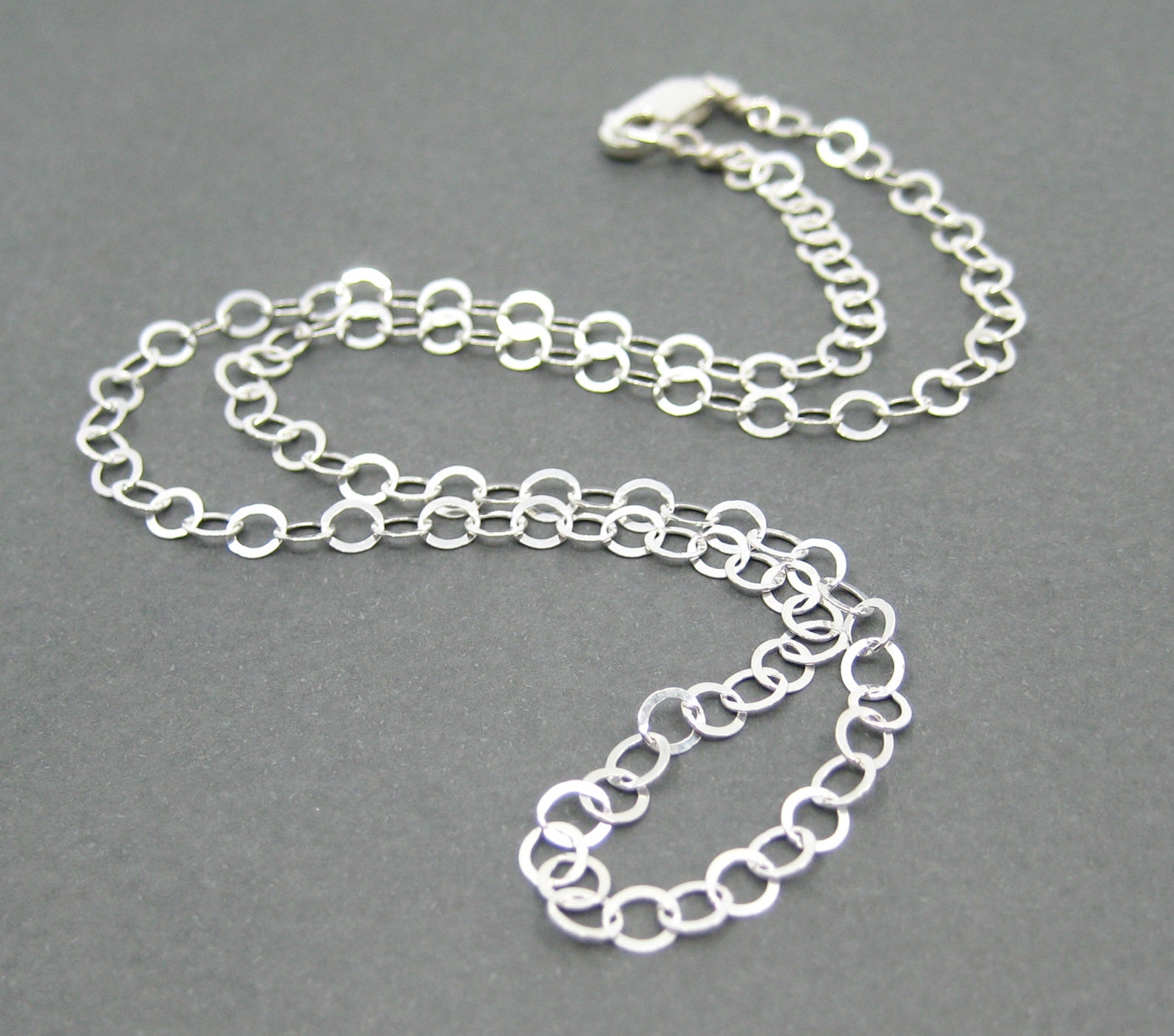 16 Inch Sterling Silver Chain Necklace 3.6 Mm Flat Cable | Etsy