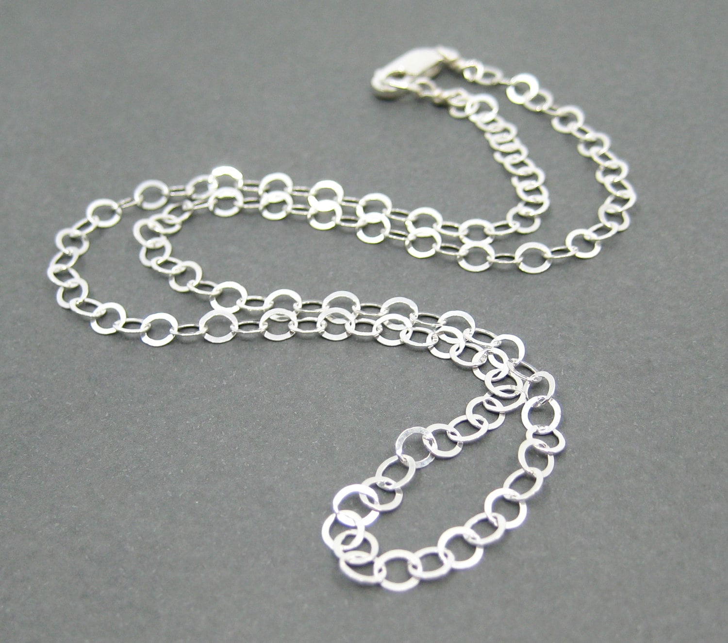 16 Inch Sterling Silver Chain Necklace 3.6 Mm Flat Cable | Etsy