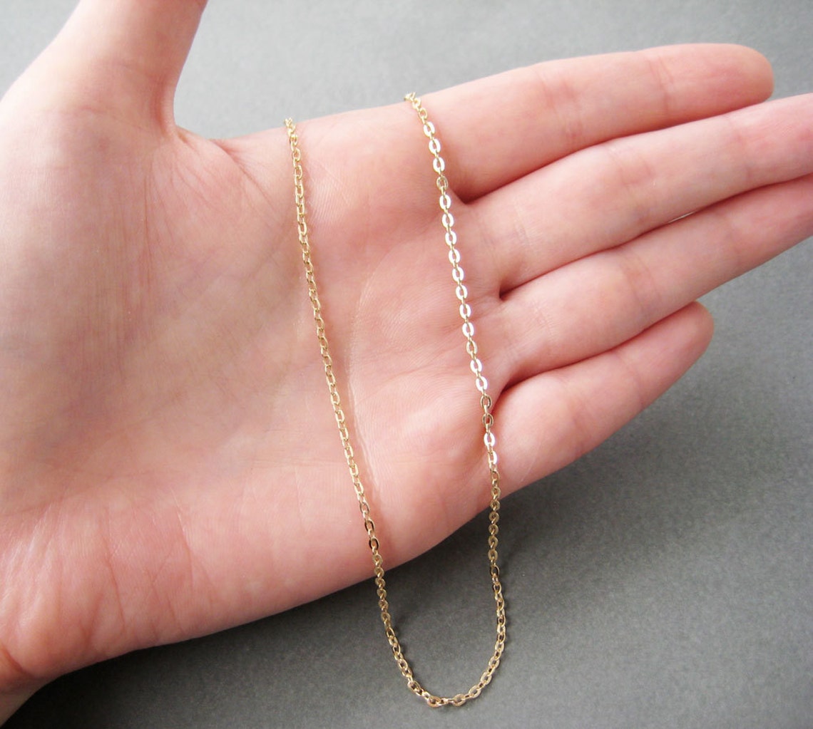 18 Inch Gold Plated Chain Necklace Modern Flat Cable Chain - Etsy
