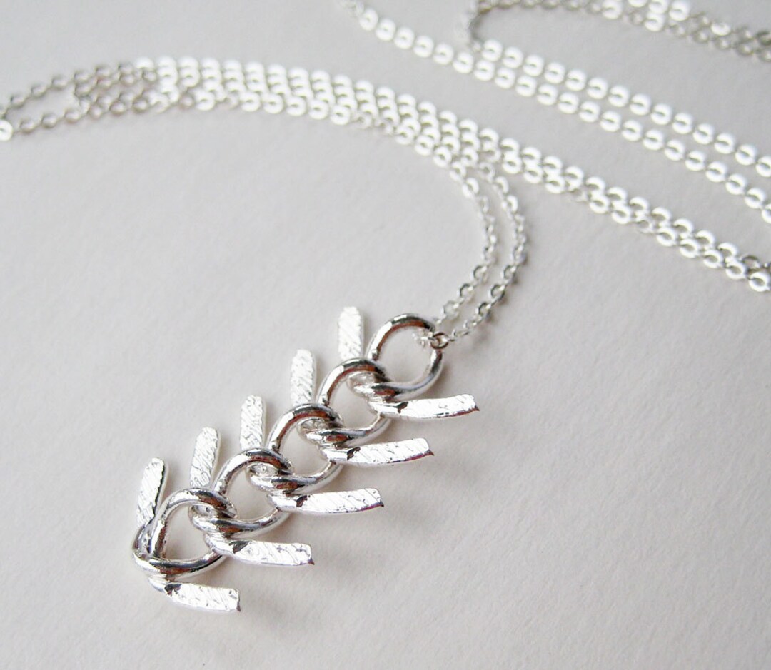 Silver Chain Necklace Silver Fish Bone Chain Pendant - Etsy
