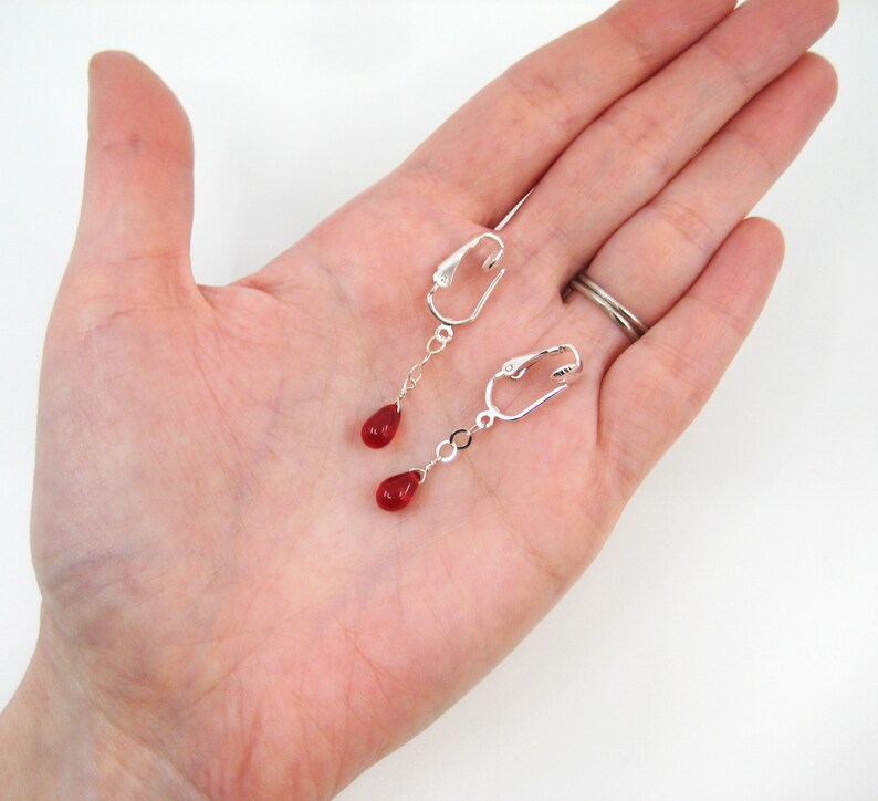 Bright Red Teardrop Clip On Earrings Candy Apple Red Drop | Etsy