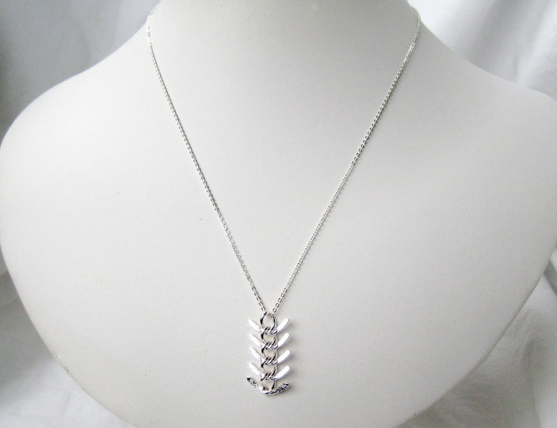 Silver Chain Necklace Silver Fish Bone Chain Pendant | Etsy