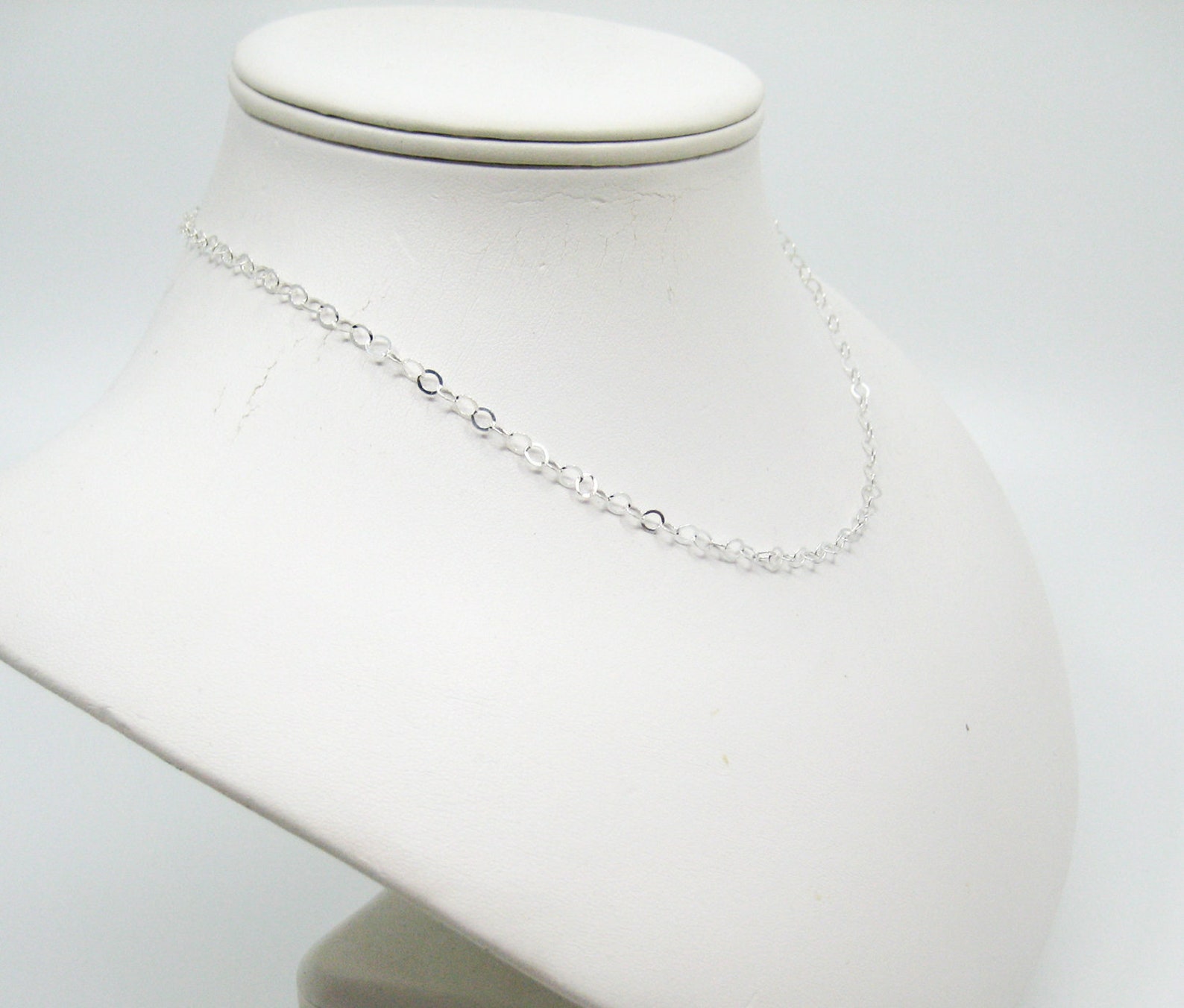 16 Inch Sterling Silver Chain Necklace 3.6 Mm Flat Cable | Etsy