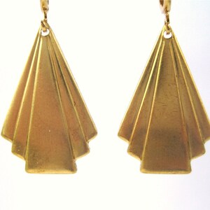 Curtain Fold Clip on Earrings, Gold Ear Clips, Brass Dangle Clipons ...