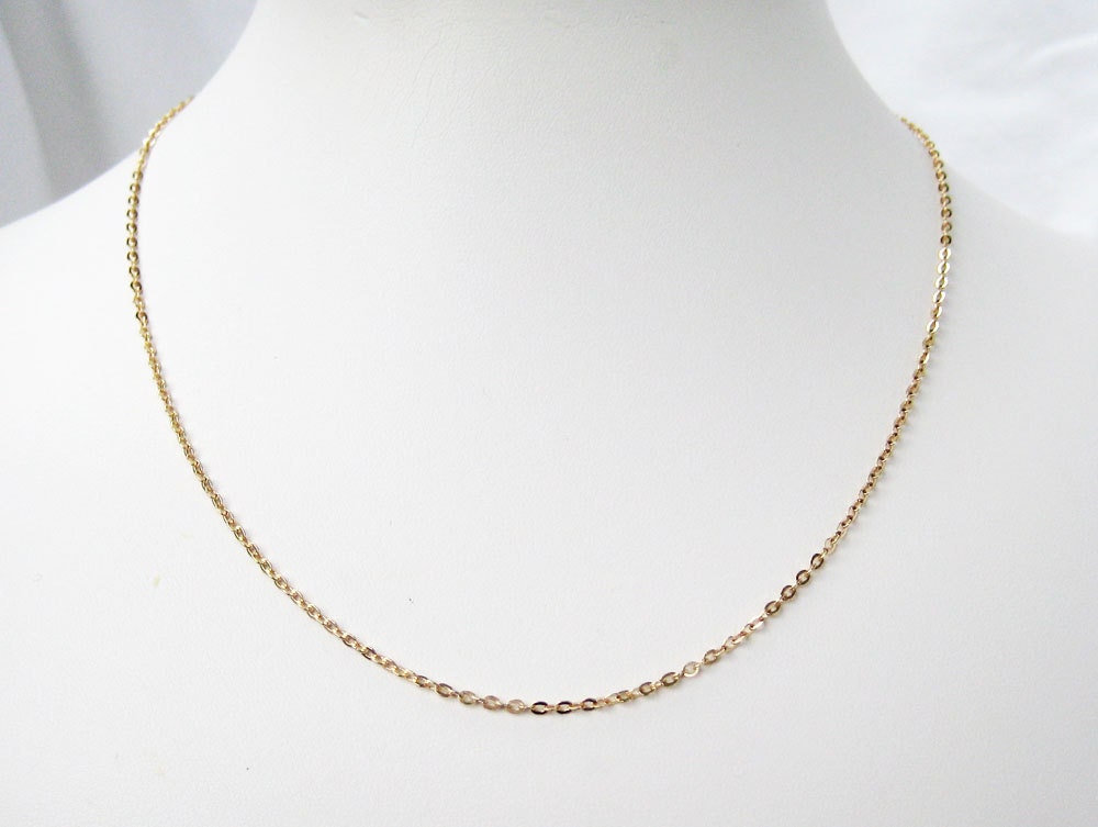 18 Inch Gold Plated Chain Necklace Modern Flat Cable Chain | Etsy
