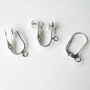 White Pearl Teardrop Clip on Earrings: Silver Plated Bridal Clips ...