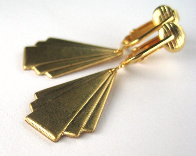 Clip on Dangle Earrings White, Enamel Clip on Earrings, Loop Dangle ...