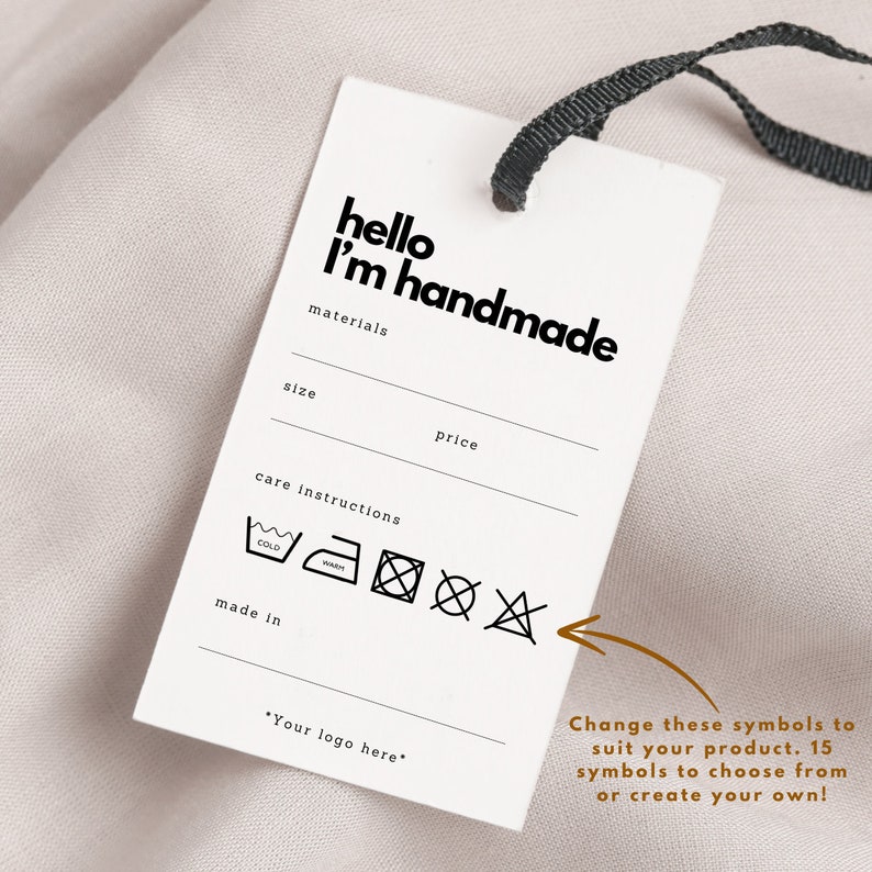 Editable Hang Tag Template Handmade Custom Tag, Washing Instructions ...