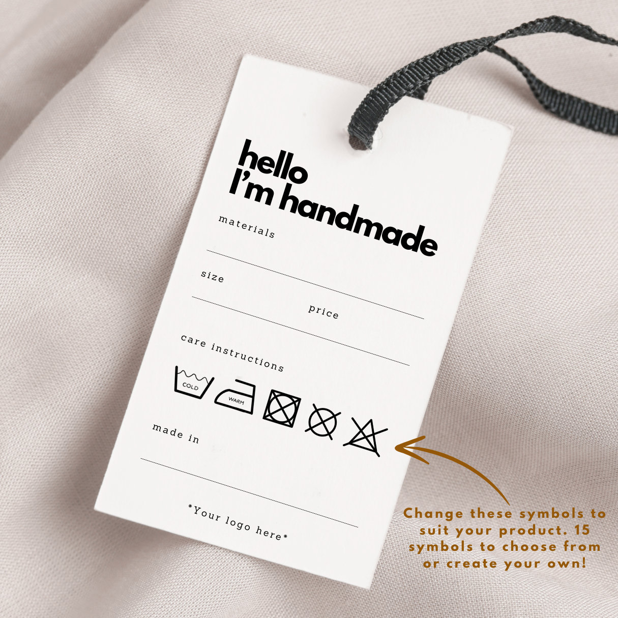 Editable Hang Tag Template Handmade Custom Tag, Washing Instructions ...