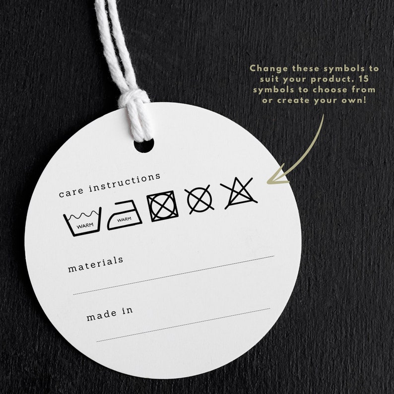 Round Editable Hang Tag Template | Handmade Custom Tag, Washing ...