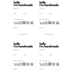 Editable Hang Tag Template Handmade Custom Tag, Washing Instructions ...