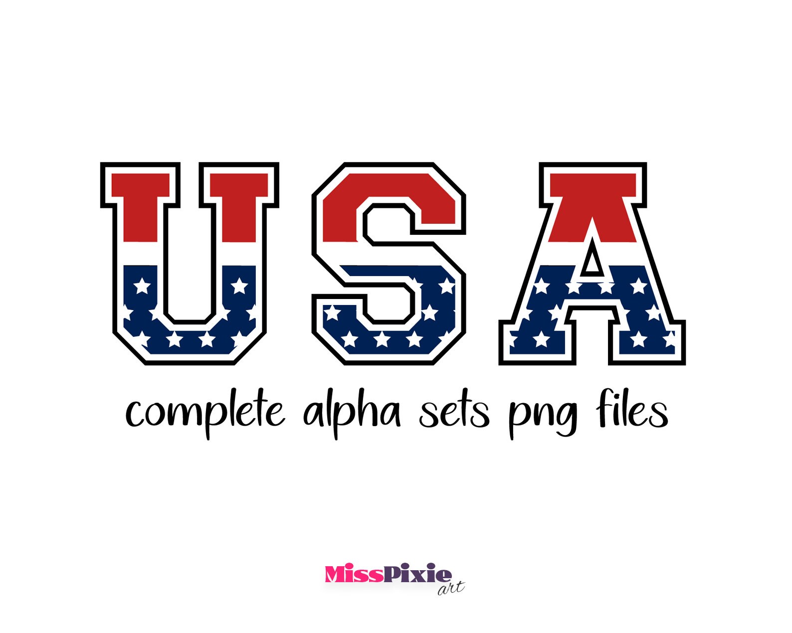 Flag Alphabet Letters PNG Bundle Patriotic USA Flag Doodle Letters Hand ...