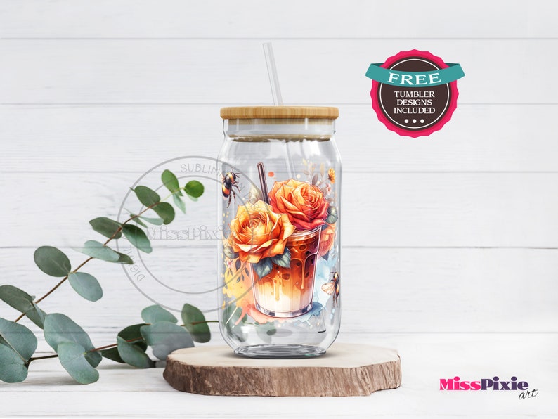 Floral Roses Coffee Clipart, Cute Coffee PNG Design, Watercolor Coffee ...