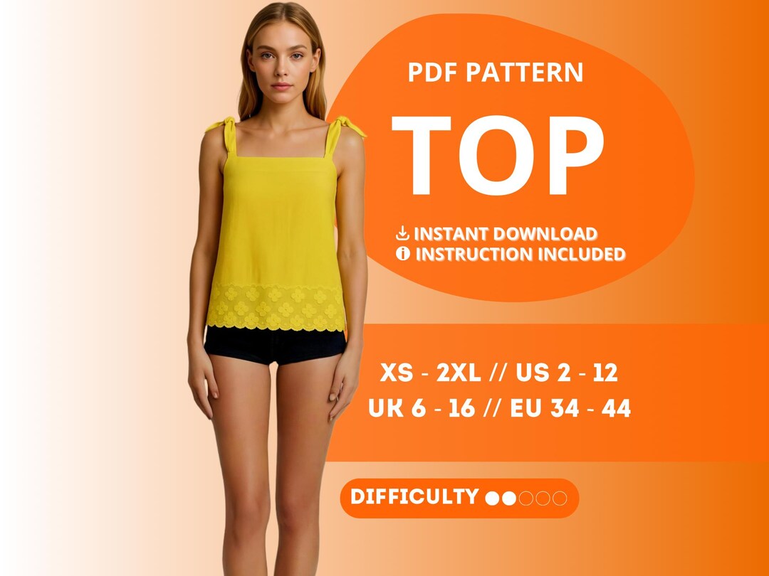 Sleeveless Top Sewing Pattern PDF | Women’s Summer Tank Top With Lace ...