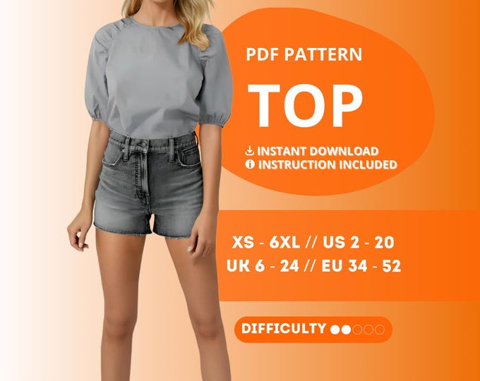 Gathered Top Digital PDF Sewing Pattern | Daisy Top | Download Now ...