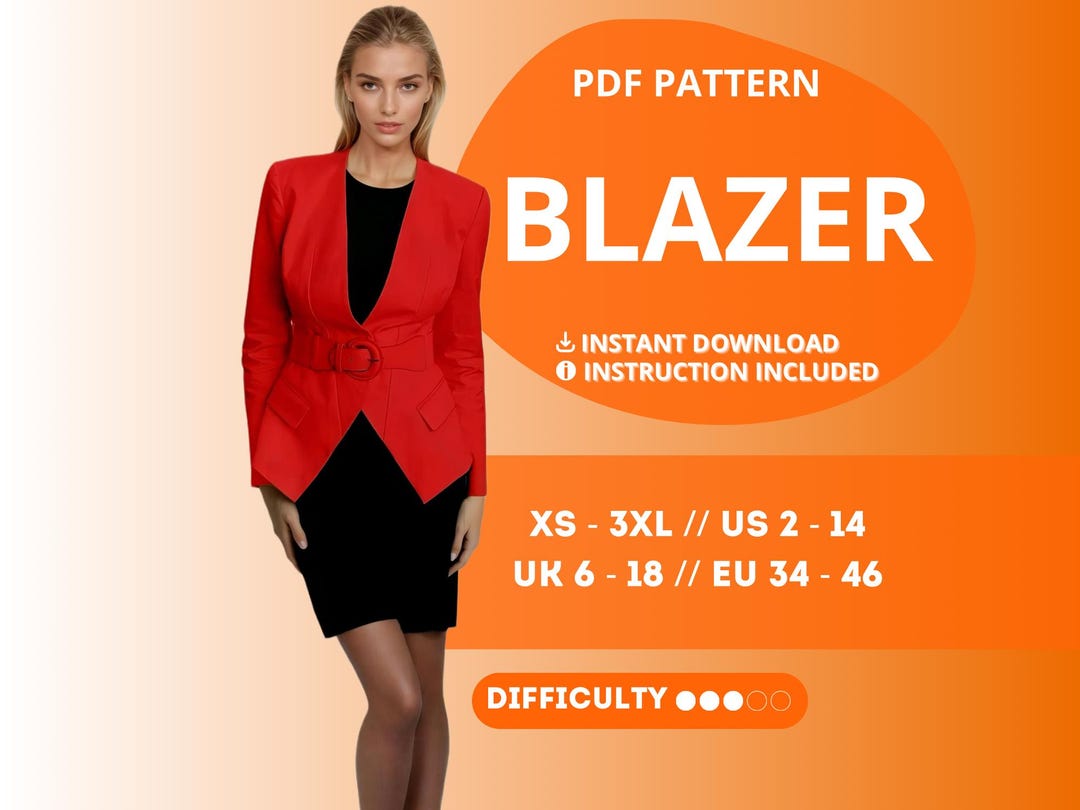 Fitted Blazer Sewing Pattern | Hourglass Silhouette Jacket | Couture ...