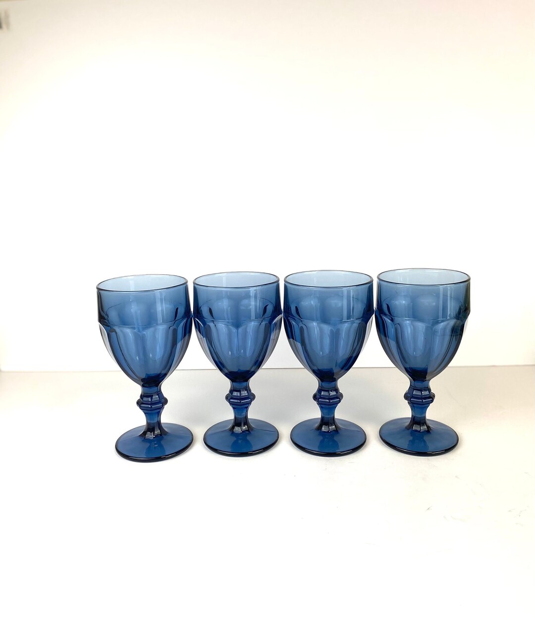 Set of 4- Libbey Duratuff- Dusky Blue Gibraltar Water Goblets - Etsy
