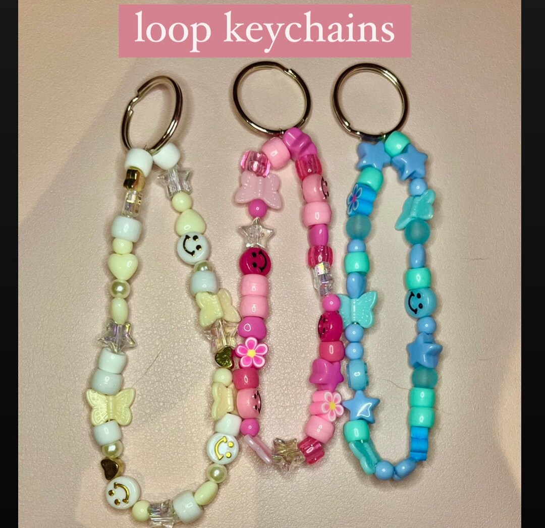Beaded Keychains Handmade Colorful Preppy Vsco Beads Aesthetic Smiley ...